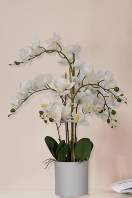 EGLO Hyuga Artificial Orchid Plant With Grey Plastic Pot