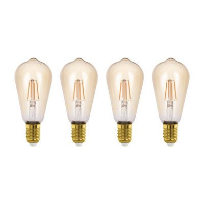 EGLO LED E27 ST64 Amber Coloured Lightbulb 2200K - Pack of 4