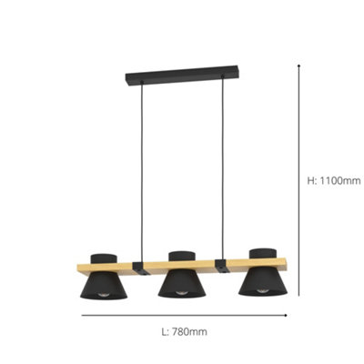 EGLO Maccles 3 light Wood Pendant Light