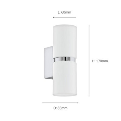 EGLO Passa 2 Light LED White/Chrome Wall Light