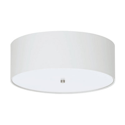 EGLO PASTERI WHITE AND WHITE FABRIC 3 LIGHT CEILING FLUSH LIGHT, (D) 47.5CM