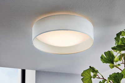 EGLO Pasteri White Fabric LED Flush Ceiling Light - Energy-Efficient ...