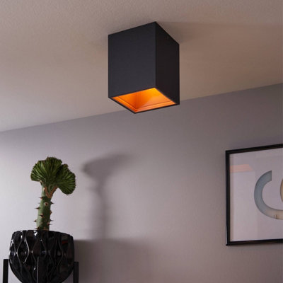 EGLO Polasso Cuboid Black/Copper LED Ceiling Light | DIY at B&Q