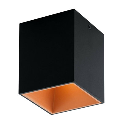 EGLO Polasso Cuboid Black/Copper LED Ceiling Light | DIY at B&Q