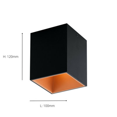 EGLO Polasso Cuboid Black/Copper LED Ceiling Light | DIY at B&Q
