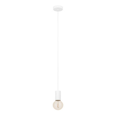 EGLO POZUETA 1 Pendant Light, White Steel Design, E27 Fitting, Slim ...