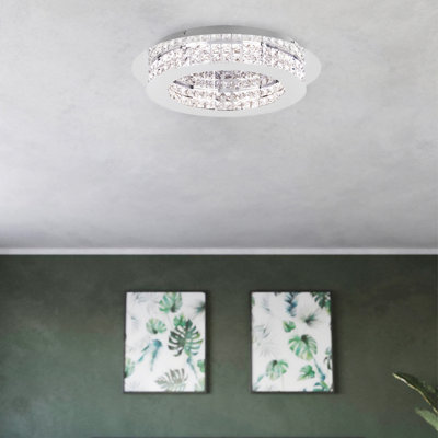 EGLO Principe Chrome Crystal LED Ceiling Light