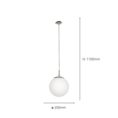 EGLO Rondo Satin Nickel And White Glass And Metal Pendant Light, (D) 20cm
