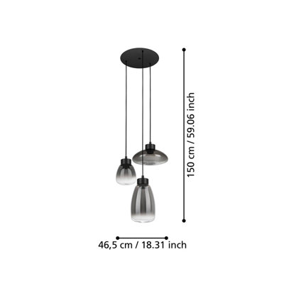 EGLO Sarnarra LED Black 3 Light Cluster Pendant Light
