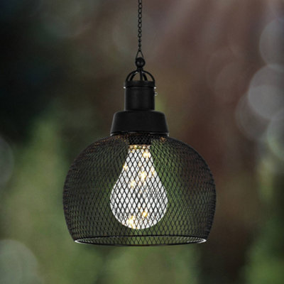 EGLO Solar Black Steel Mesh Hanging Outdoor Light | DIY at B&Q