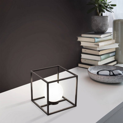 EGLO Solar Black Steel/Opal LED Table Lamp | DIY at B&Q