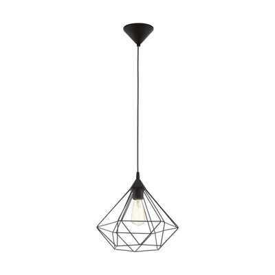 EGLO Tarbes Black Metal Diamond-Shaped Pendant Ceiling Light (D) 32.5cm