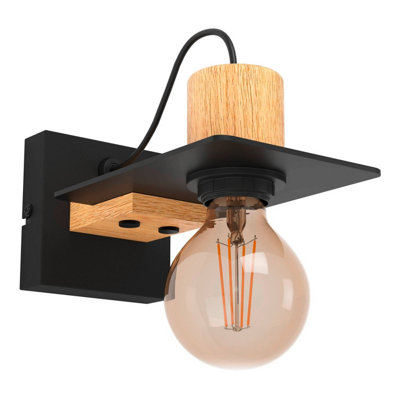 EGLO Wall Light Black/Wood BRAMERTON (21)