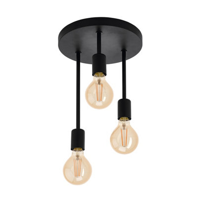 EGLO Wilmcote 3-Light Black Metal Ceiling Light - Contemporary Design ...