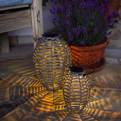 EGLO Z Solar Grey Wicker-Style LED Table Lamp | DIY at B&Q