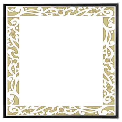 Egyptian hieroglyphs golden border (Picutre Frame) / 16x16" / White