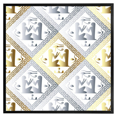 Egyptian hieroglyphs in gold & silver (Picutre Frame) / 12x12" / Grey ...