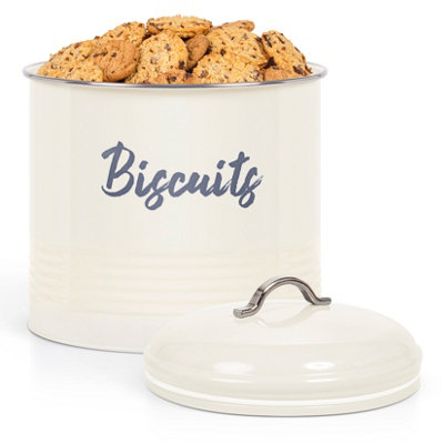 EHC Airtight Round Shaped Biscuit Storage Canister, Kitchen Food Barrel ...