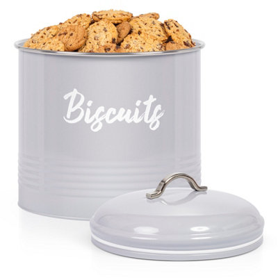 EHC Airtight Round Shaped Biscuit Storage Canister, Kitchen Food Barrel ...