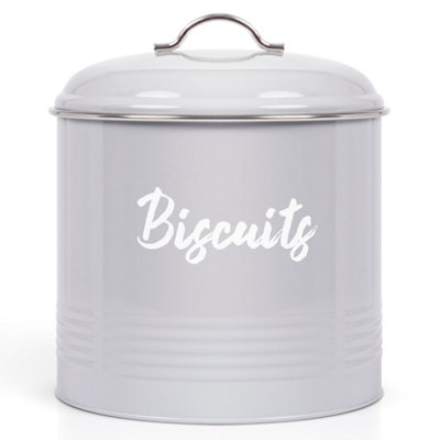 EHC Airtight Round Shaped Biscuit Storage Canister, Kitchen Food Barrel ...