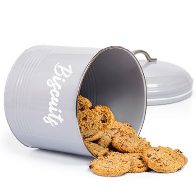 EHC Airtight Round Shaped Biscuit Storage Canister, Kitchen Food Barrel ...