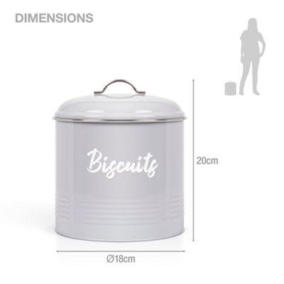 EHC Airtight Round Shaped Biscuit Storage Canister, Kitchen Food Barrel ...