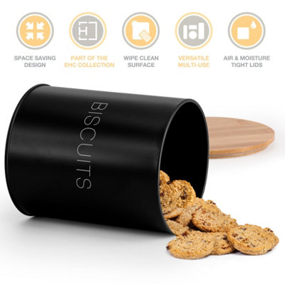 EHC BISCUIT TIN AIRTIGHT, COOKIE JAR CONTAINER, BISCUIT BARREL, ROUND ...