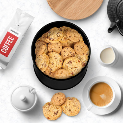 EHC Biscuit Tin Airtight, Cookie Jar Container, Biscuit Barrel, Round ...