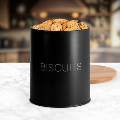 EHC Biscuit Tin Airtight, Cookie Jar Container, Biscuit Barrel, Round ...