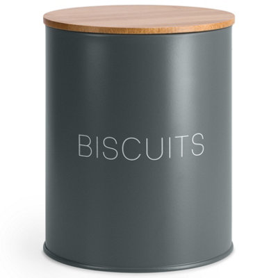EHC Biscuit Tin Airtight, Cookie Jar Container, Biscuit Barrel, Round ...