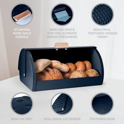 EHC Bread Bins for Kitchen, Bread Box with lid, Bread Container, Navy ...