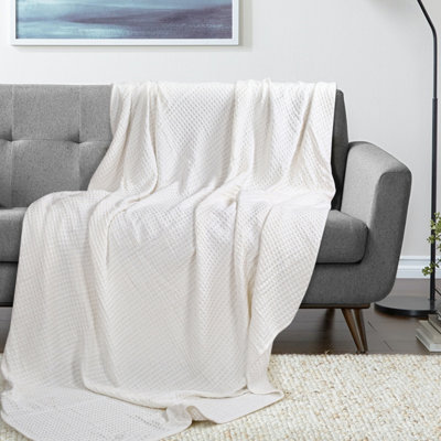 EHC Chunky & Soft Extra Large Cotton Waffle Throw, King Size, 225 x 250 ...