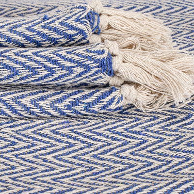 EHC Cotton Handwoven Reversible Single Sofa Throw Arm Chair Cover 125 x ...