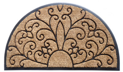 EHC Heavy Duty Thick Coir & Rubber Non-Slip Half-Moon Entrance Door Mat ...