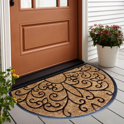 EHC Heavy Duty Thick Coir & Rubber Non-Slip Half-Moon Entrance Door Mat ...