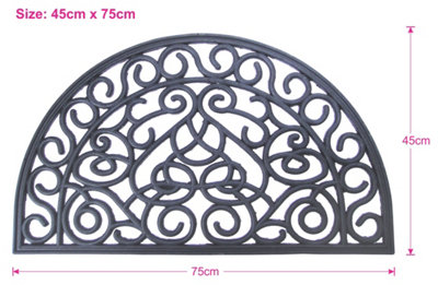EHC Heavy Duty Wrought Effect Anti Slip Large Half Moon Rubber Doormat ...