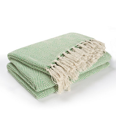 EHC Luxury Reversible Super Soft Cotton Diamond Large Throw For Sofa ...
