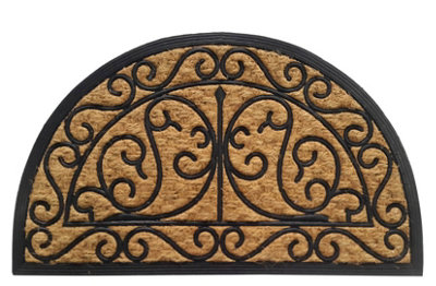 EHC Natural Half Moon Coir & Rubber Backed Door Mat for Indoor and ...
