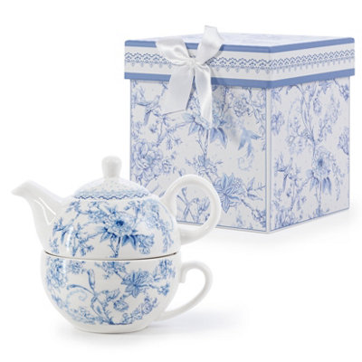 EHC Orchids Design Porcelain Tea For One Tea-pot with Handle, Microwave ...