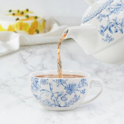 EHC Orchids Design Porcelain Tea For One Tea-pot with Handle, Microwave ...