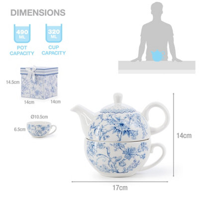 EHC Orchids Design Porcelain Tea For One Tea-pot with Handle, Microwave ...