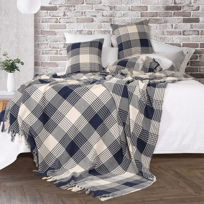 EHC Premium Reversible 100% Cotton Large 150 x 200 cm Tartan Throws for ...