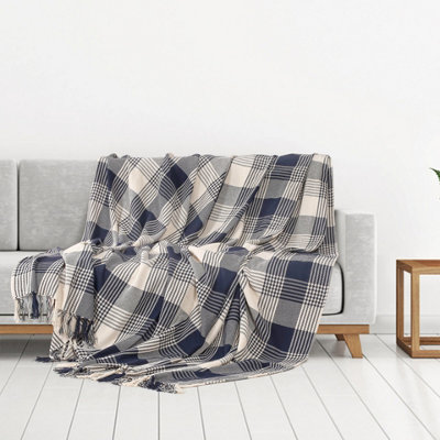 EHC Premium Reversible 100% Cotton Large 225 x 250 cm Tartan Throws for ...