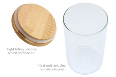 EHC Set of 3 Borosilicate Cylinder Airtight Stackable Food Storage ...