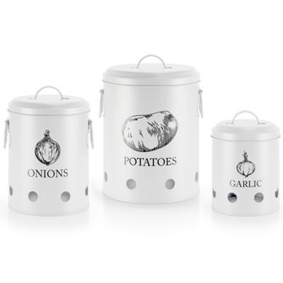 EHC Set of 3 Potato, Onion and Garlic Storage Containers With Lid ...