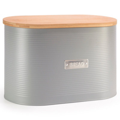 EHC Space Saving Extra Large Bread Box Bin With Bamboo Lid For Kitchen ...