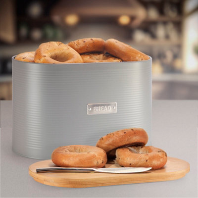 EHC Space Saving Extra Large Bread Box Bin With Bamboo Lid For Kitchen ...