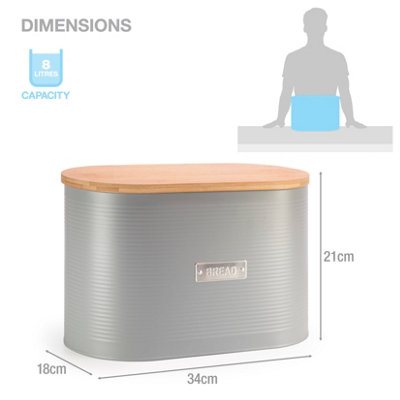 EHC Space Saving Extra Large Bread Box Bin With Bamboo Lid For Kitchen ...