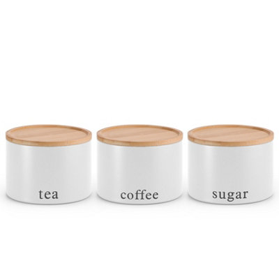EHC Tea, Coffee, Sugar, Canister Set, Set of 3 Stackable Airtight Food ...