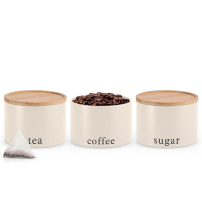 EHC Tea, Coffee, Sugar, Canister Set, Set of 3 Stackable Airtight Food ...